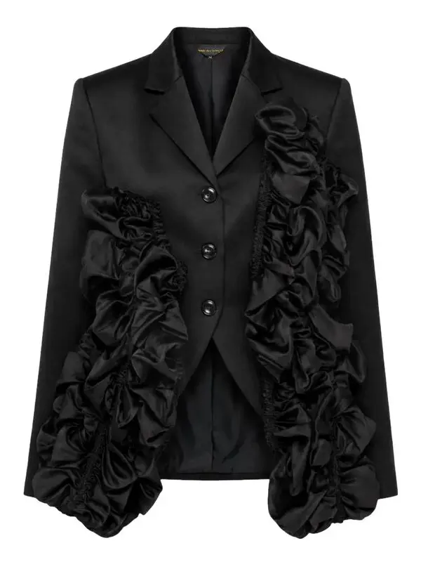 Comme Des Garçons Ruffled Satin Blazer - Black