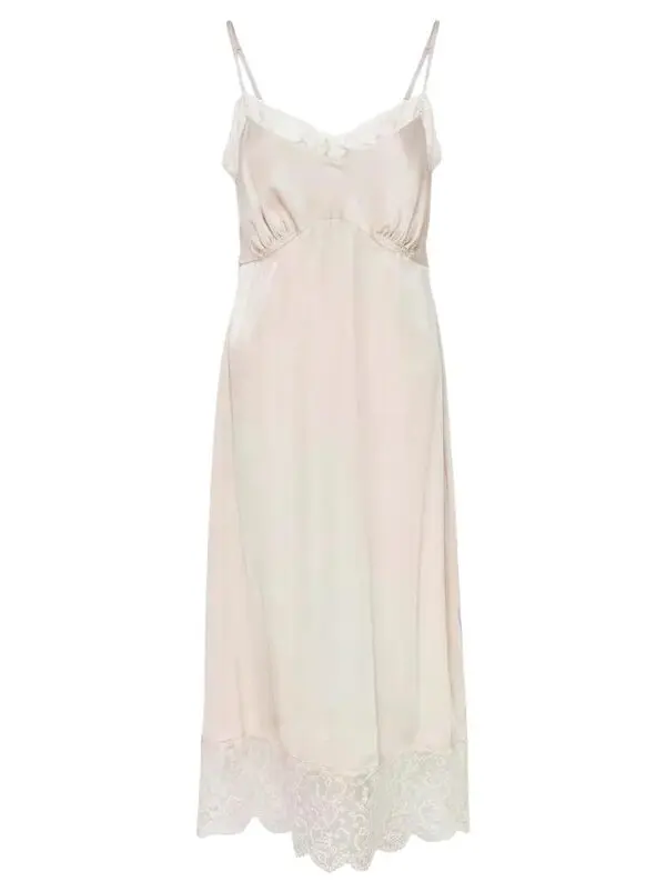 Simone Rocha Lace-trim Slip Midi Dress - Neutrals