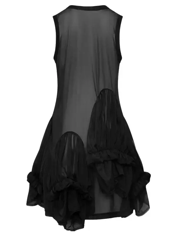 Comme Des Garçons Sheer Ruffled Mini Dress - Black