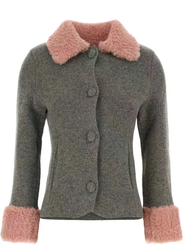 Moschino Faux-fur-trim Knitted Jacket - Grey