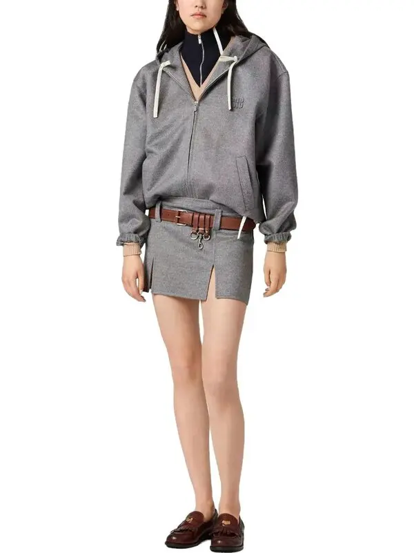 Miu Miu Double Cashmere And Wool Mini Skirt - Grey