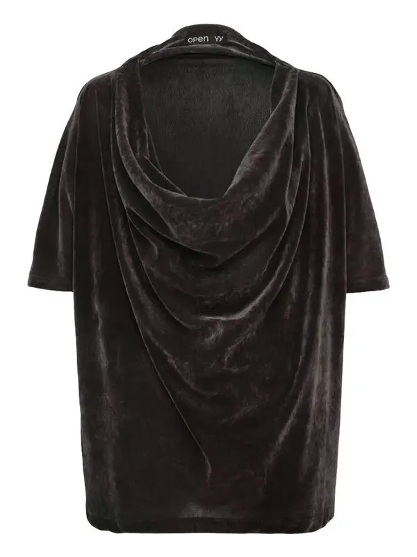 OPEN YY Velvet Cowl-neck T-shirt - Black