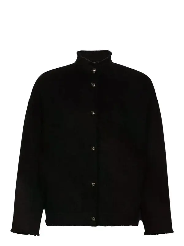 Max Mara Double Jersey Wool Bomber Jacket - Black