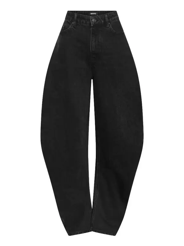 ROTATE BY BIRGER CHRISTENSEN Draped Barrel-leg Jeans - Black