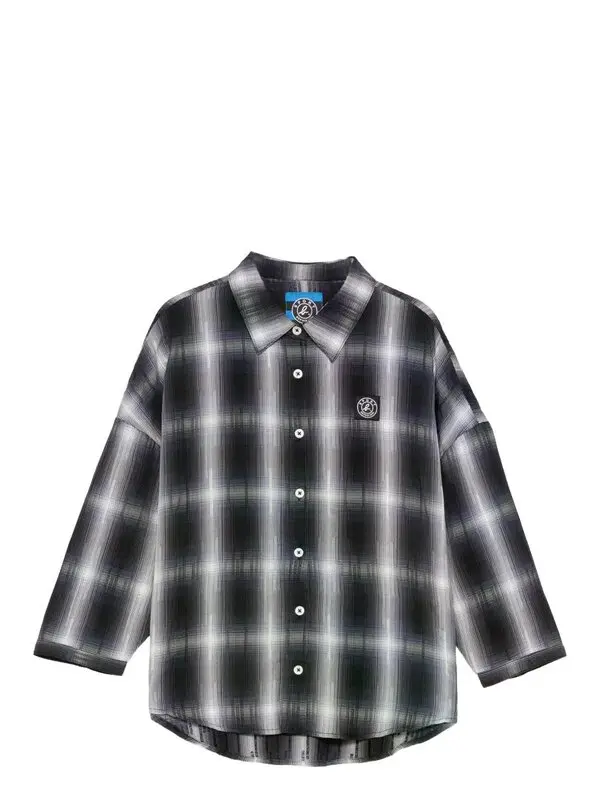 AGNES B. Logo-patch Plaid Shirt - Black