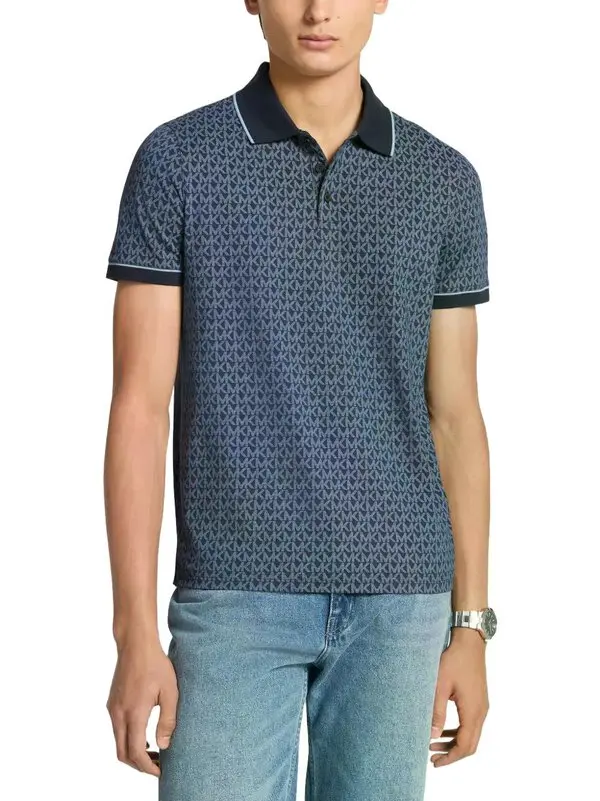 Michael Kors Gramercy Monogram-print Polo Shirt - Blue