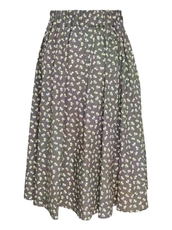 MSGM Floral-print Pleated Skirt - Grey