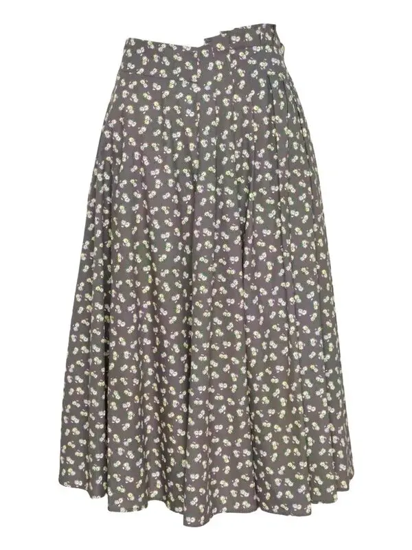 MSGM Floral-print Pleated Skirt - Grey