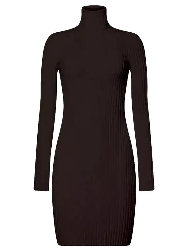 Wolford Ribbed-knit High-neck Mini Dress - Brown