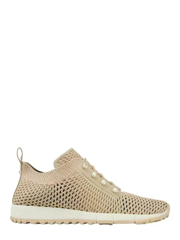 JIMMY CHOO Veles Pearl-embellished Sneakers - Neutrals