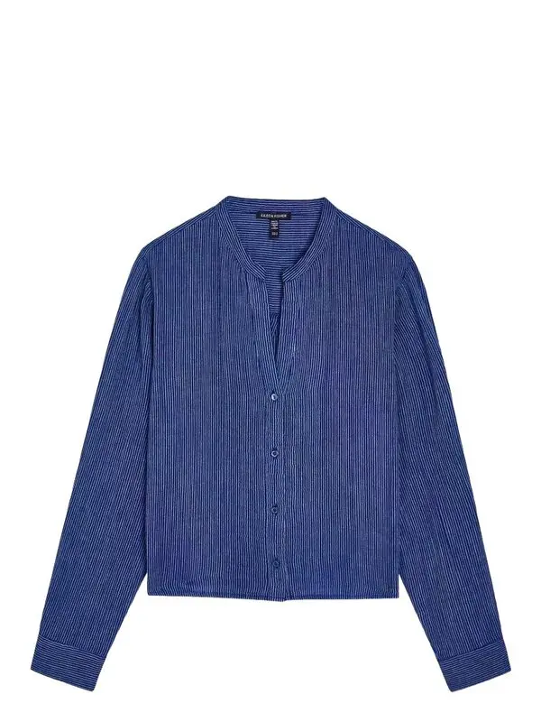 Eileen Fisher Striped Button-up Shirt - Blue