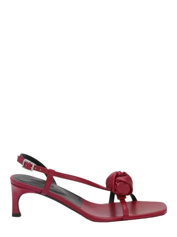 ROTATE BY BIRGER CHRISTENSEN Mid-heel Knot Leather Sandals - Red