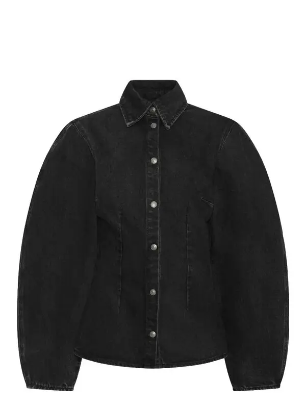 ROTATE BY BIRGER CHRISTENSEN Fitted Denim Shirt - Black
