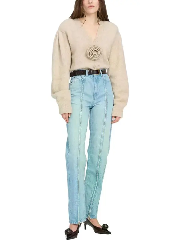 ROTATE BY BIRGER CHRISTENSEN Knit Flower Cardigan - Neutrals