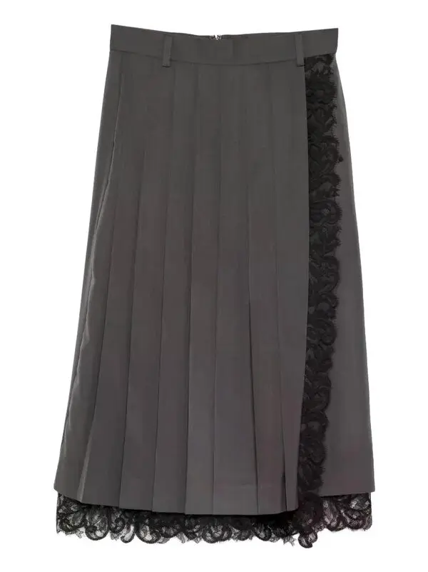 FETICO Lace-trim Pleated Skirt - Grey