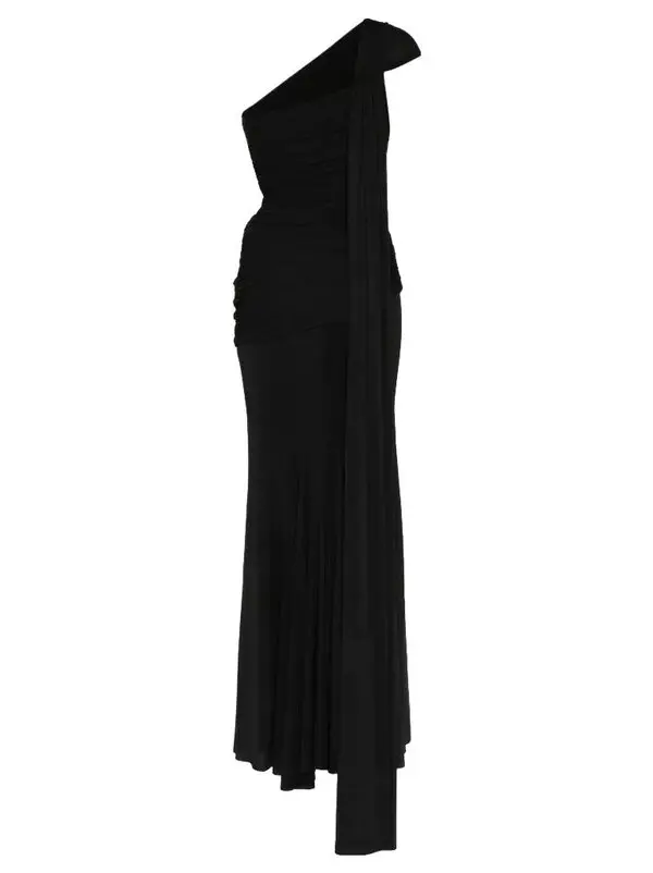 HERVE L. LEROUX Asymmetric Draped Gown - Black