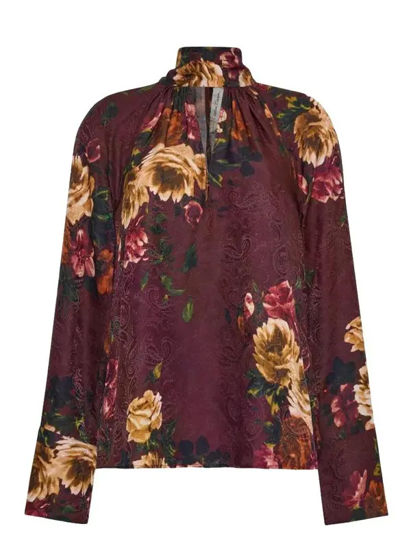 Cara Cara Sundance Floral-print Pussy-bow Blouse - Red