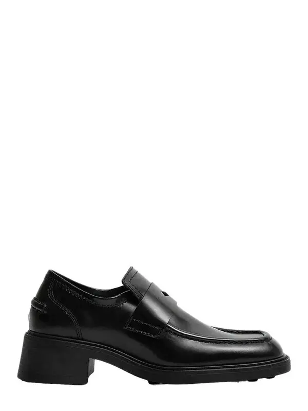 MIISTA Amelia Square-toe Block-heel Loafers - Black