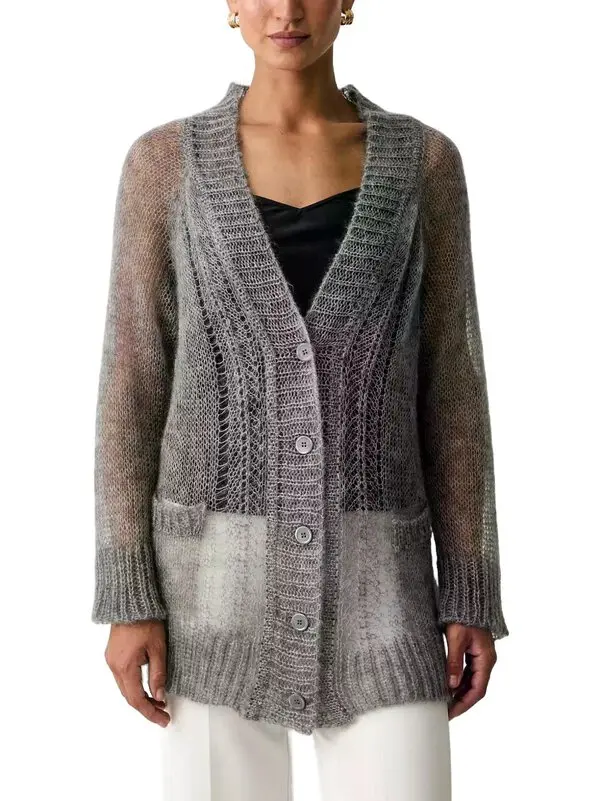 Ermanno Scervino Open-knit Button-down Cardigan - Grey
