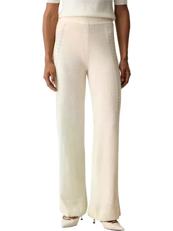 Ermanno Scervino Pointelle-knit Wide-leg Trousers - Neutrals
