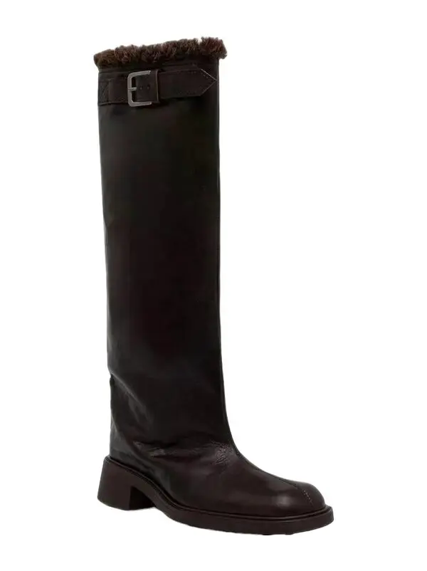 MIISTA Ross Buckle-detail Shearling-trim Boots - Brown