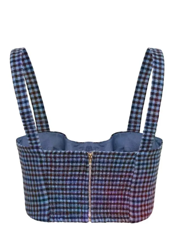 Cara Cara Claudine Plaid Wool Top - Blue