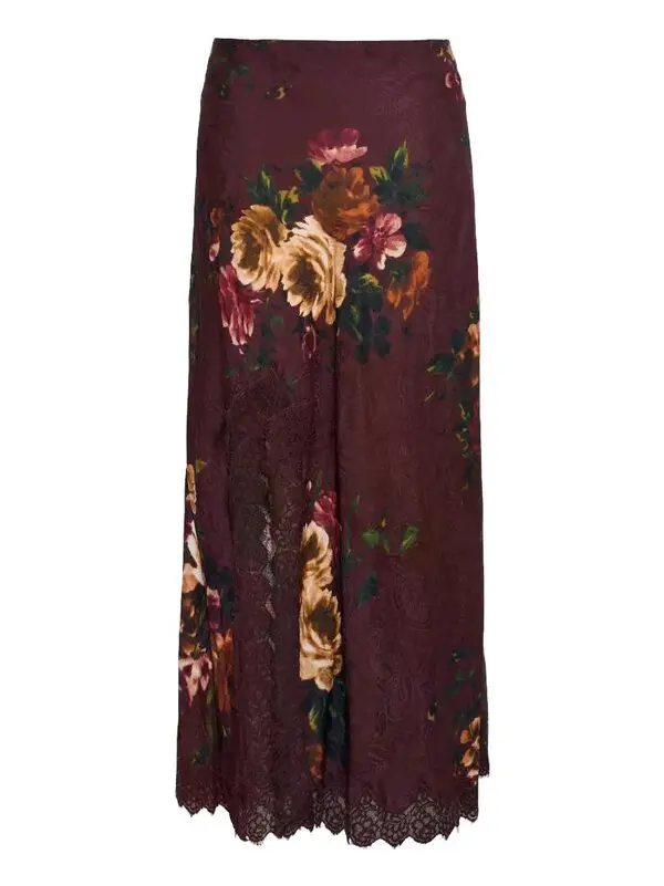 Cara Cara Lou Floral Print Midi Skirt - Red