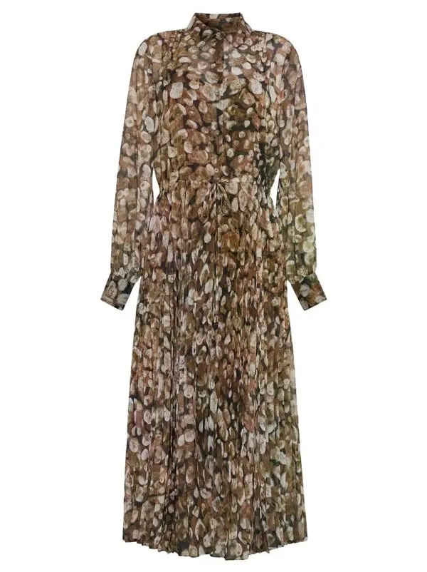 Cara Cara Finch Pleated Midi Dress - Brown
