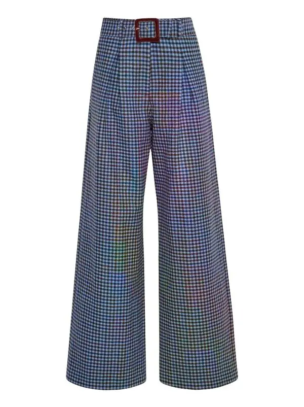 Cara Cara Soho Plaid Wool Trousers - Blue
