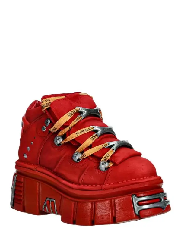 NEW ROCK Panelled Platform Boots - Red