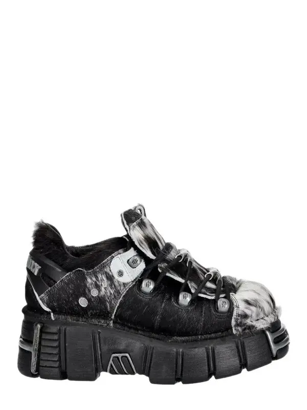 NEW ROCK Panelled Faux-fur Platform Boots - Black