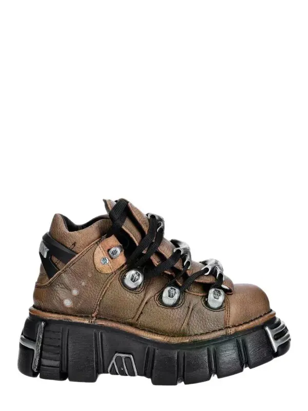 NEW ROCK Logo-plaque Platform Boots - Brown