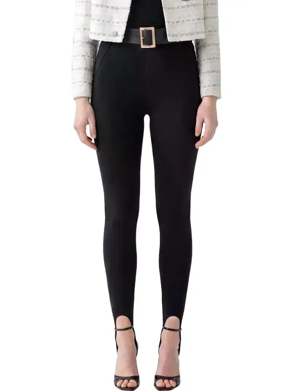 SELF-PORTRAIT Knit Stirrup Leggings - Black