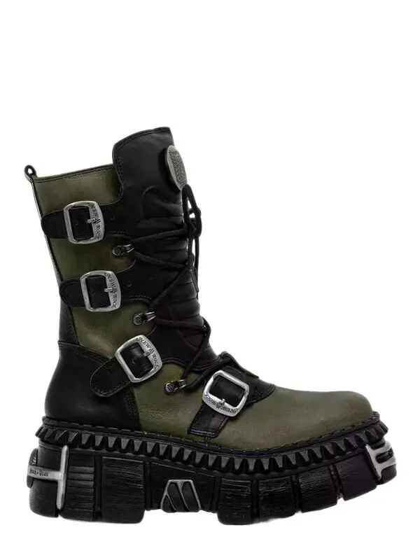NEW ROCK X Attack On Titan Buckled Platform Boots - Green