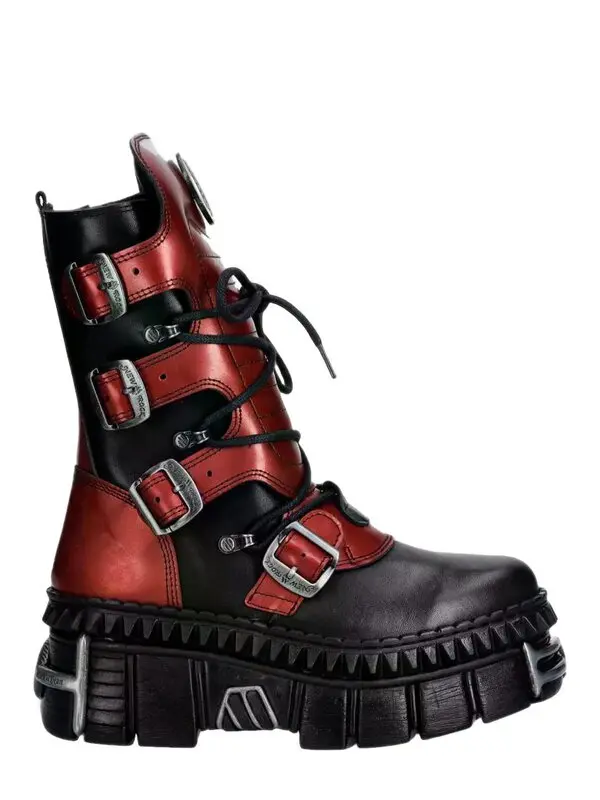 NEW ROCK Buckle-fastening Platform Boots - Black