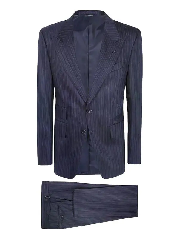 TOM FORD Pinstriped Wool Suit - Blue