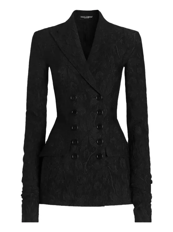 Dolce & Gabbana Floral Brocade Double-breasted Jacket - Black