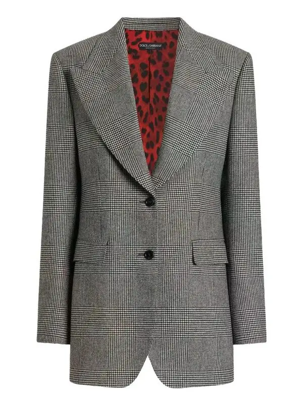 Dolce & Gabbana Glen Plaid Flannel Single-breasted Jacket - Grey