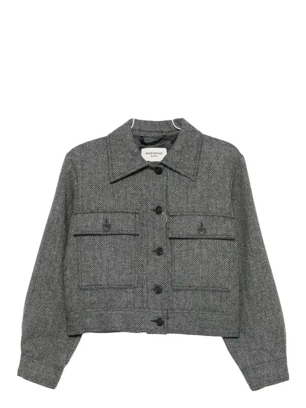 Max Mara Herringbone Pattern Wool Jacket - Grey