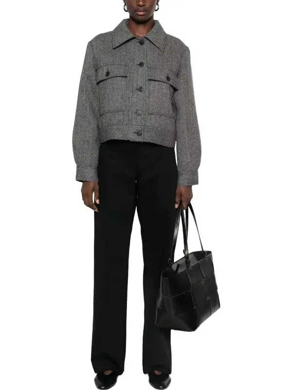 Max Mara Herringbone Pattern Wool Jacket - Grey