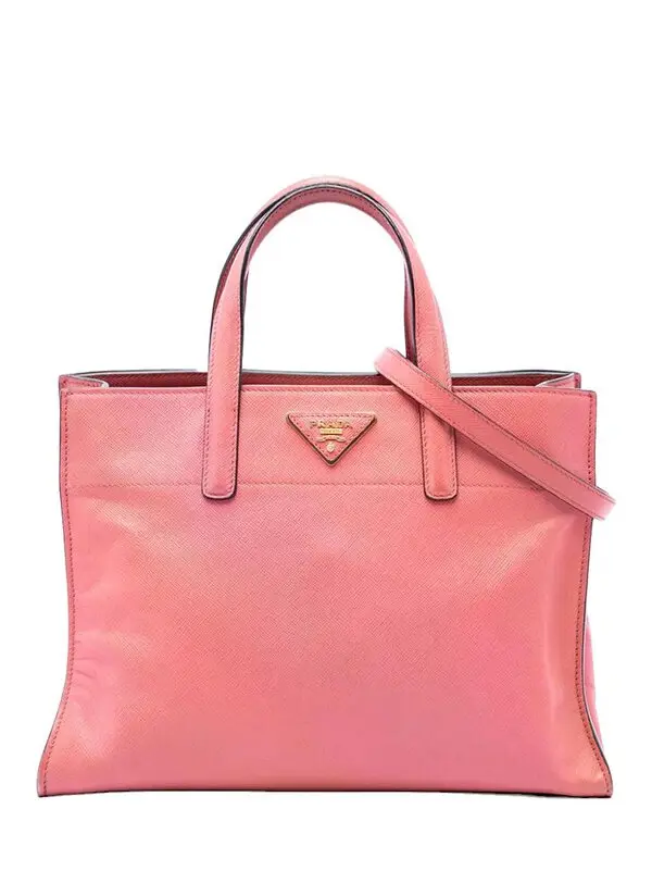 Prada Saffiano Soft Triple Pocket Tote Satchel - Pink