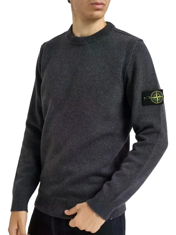 Stone Island Logo-patch Lambswool Sweater - Grey