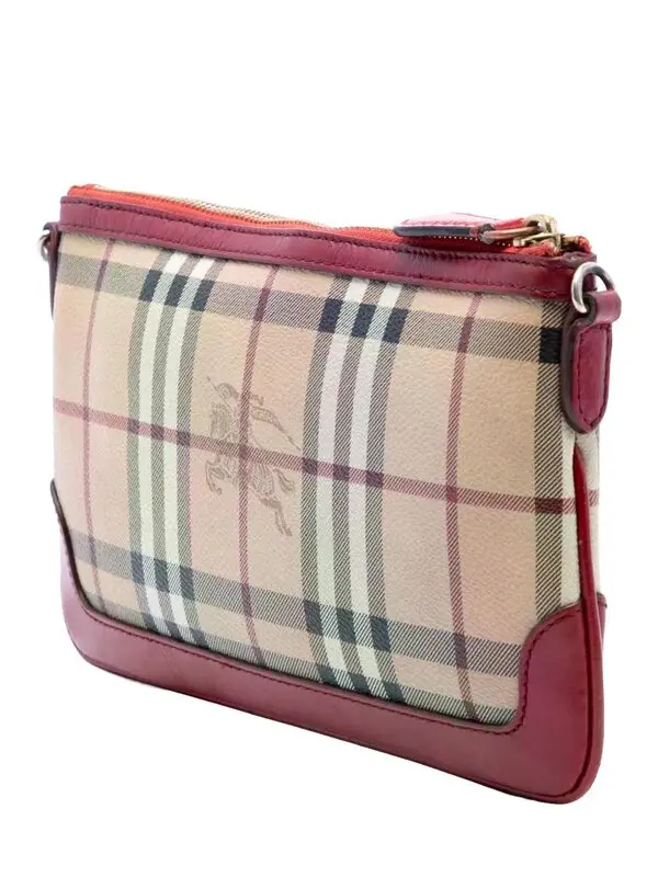 Burberry Haymarket Check Coated Canvas Peyton Cross Body Bag - Red