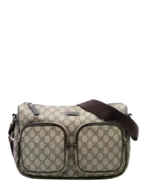 Gucci Gg Supreme Double Pocket Cross Body Bag - Neutrals