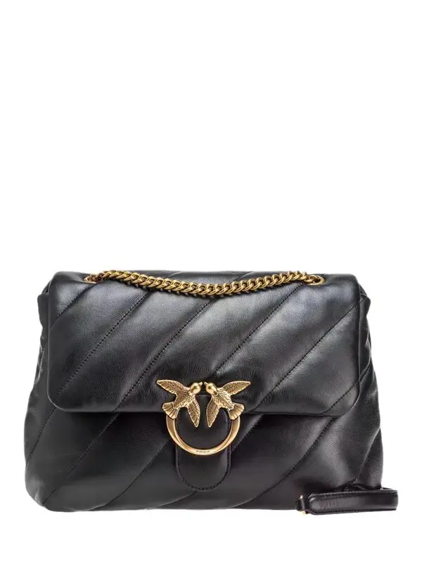 Pinko Love Puff Quilted Leather Shoulder Bag - Black