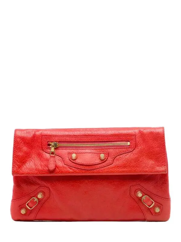 Balenciaga Lambskin Motocross Giant 12 Envelope Clutch Bag - Red