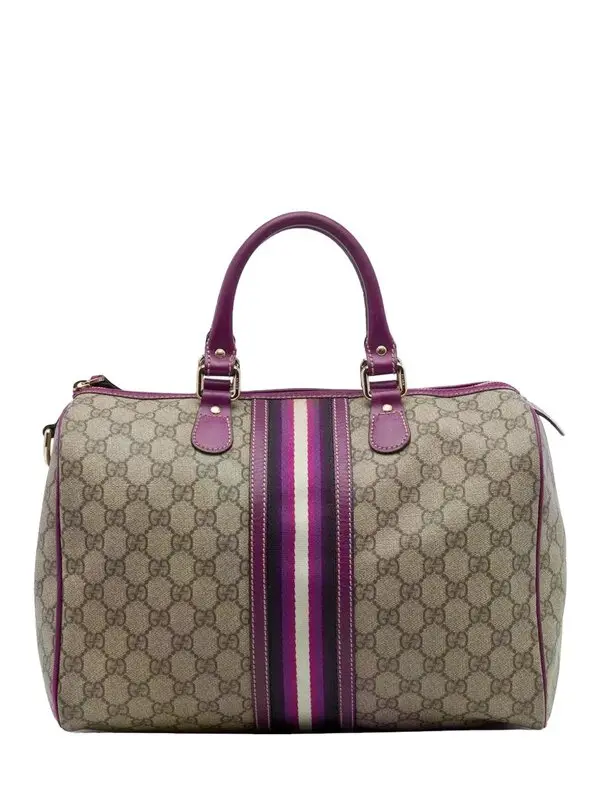 Gucci Gg Supreme Joy Web Boston Bag - Neutrals