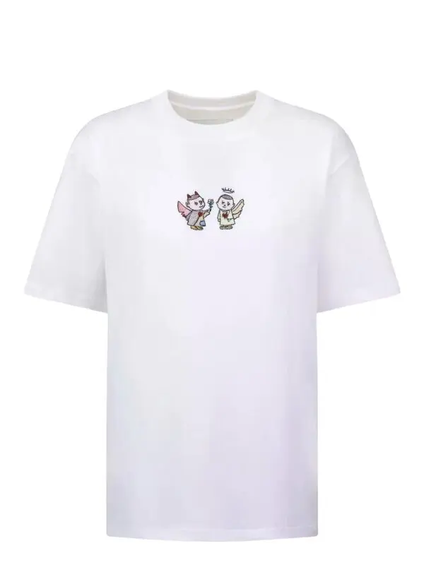 CHRISTINA CRAWFORD Angel And Devil Embroidered Logo-patch T-shirt - White