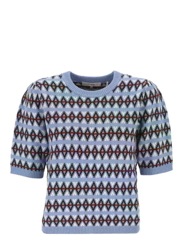 FRAME Fair Isle Puff-sleeve Knitwear - Blue