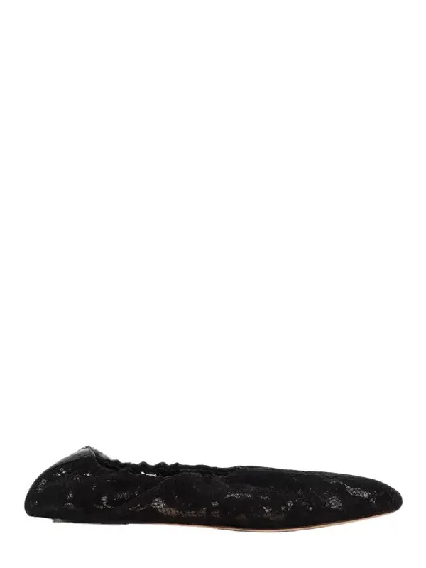 ODISSI Aicha Lace-overlay Elasticated Ballet Flats - Black